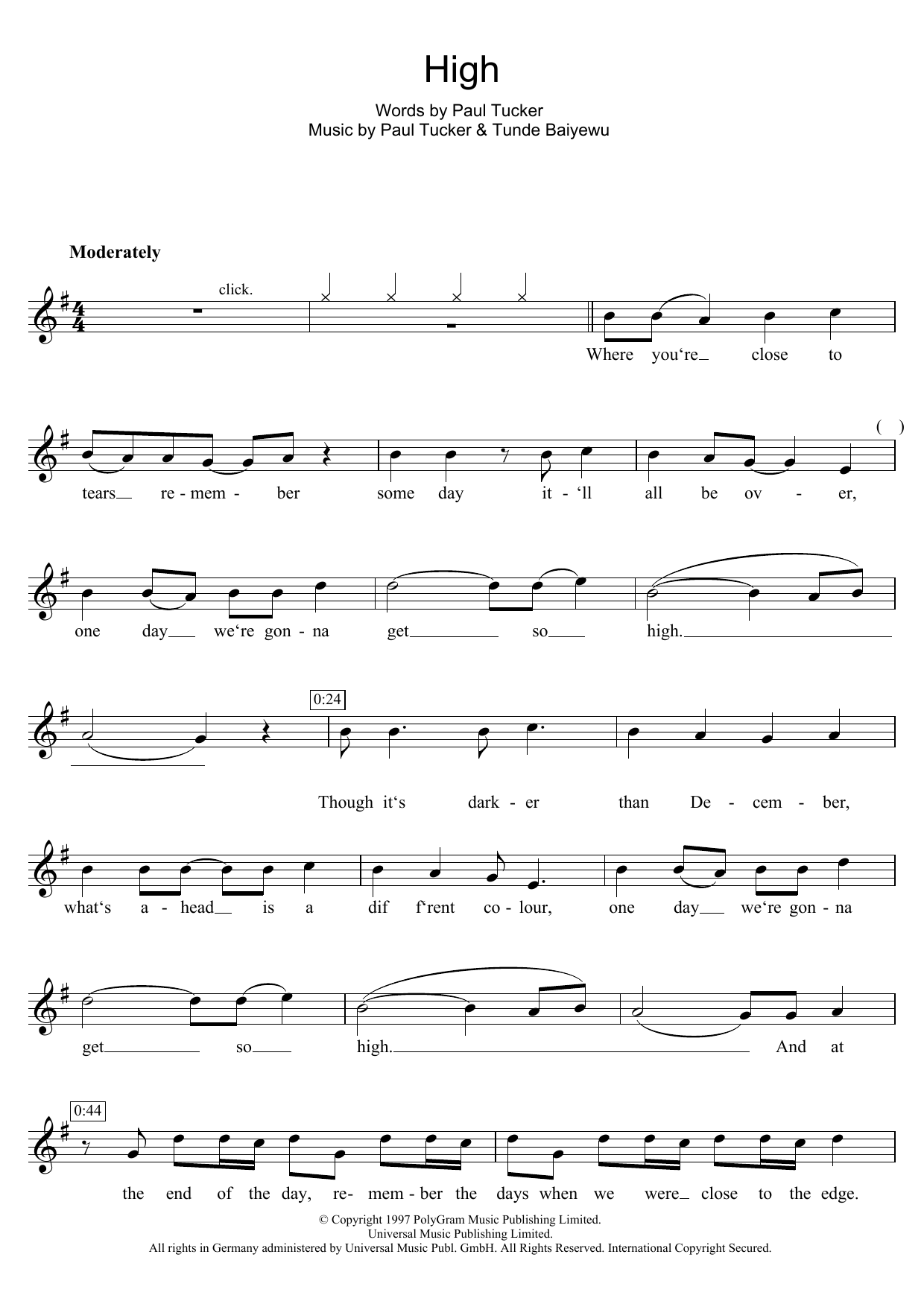 High - sheet music by Lighthouse Family - smd-107977 | notendownload