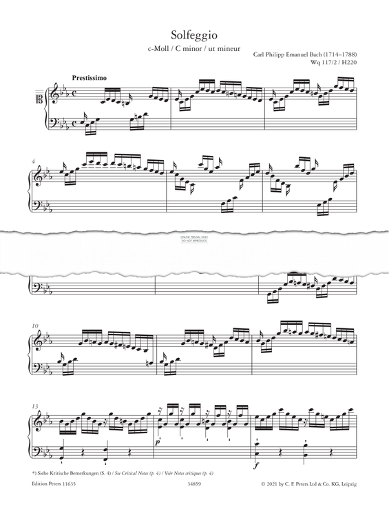 Solfeggio in C minor (Carl Philipp Emanuel Bach) | Sheet Music: Piano ...