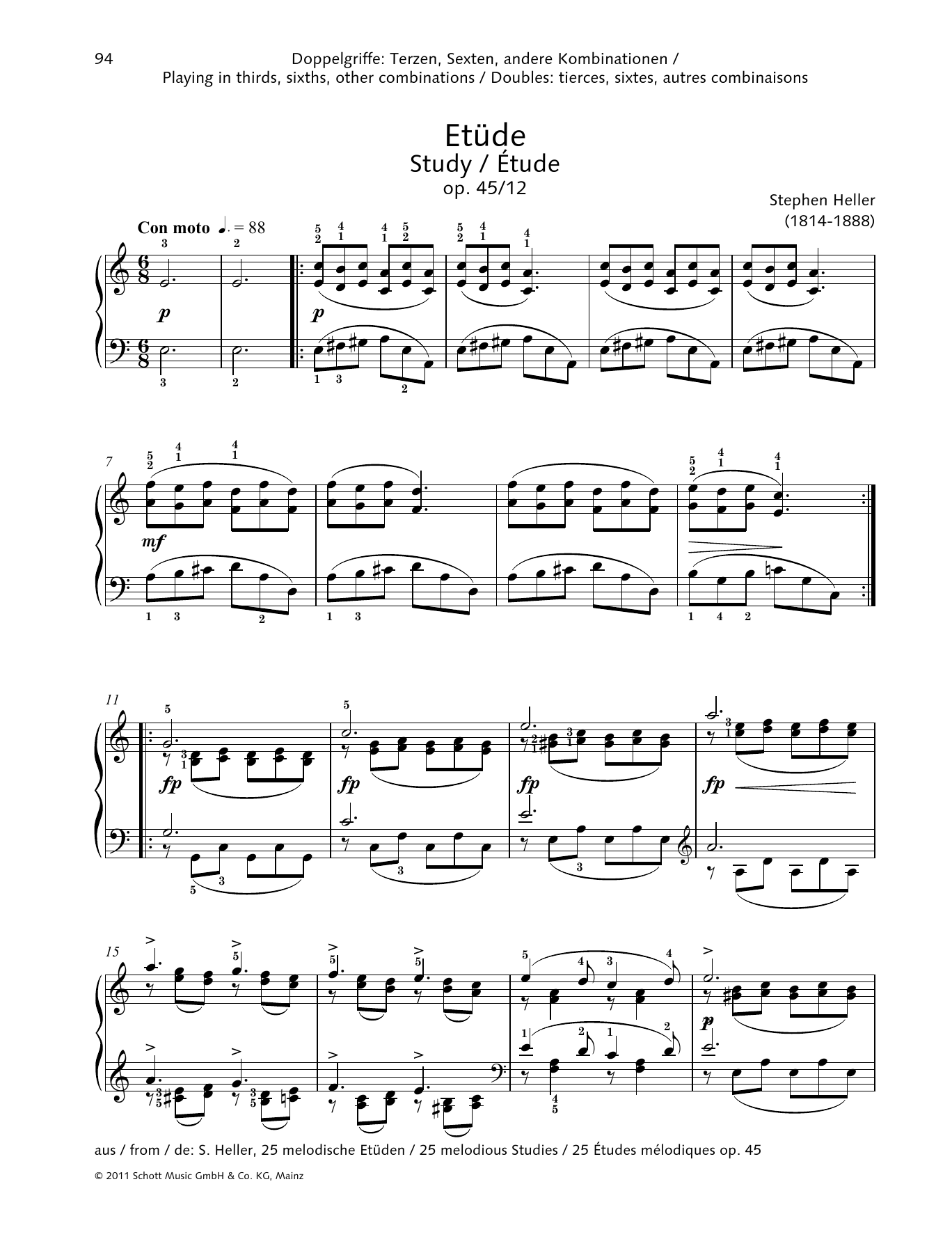 Study (Stephen Heller) | Sheet Music: Piano Solo | PDF Download