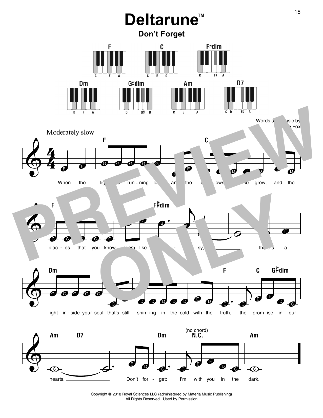 Don't Forget (from Deltarune) - sheet music by Toby Fox - smd-1693165 | notendownload