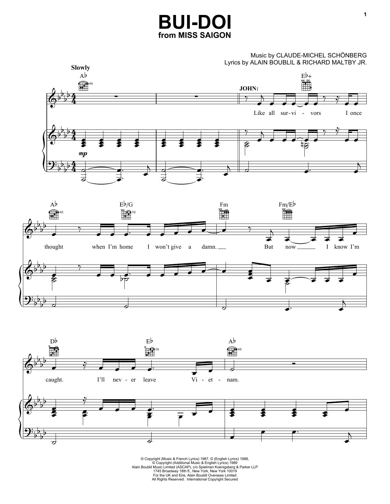 Bui-Doi - sheet music by Alain Boublil, Miss Saigon (Musical), Claude ...