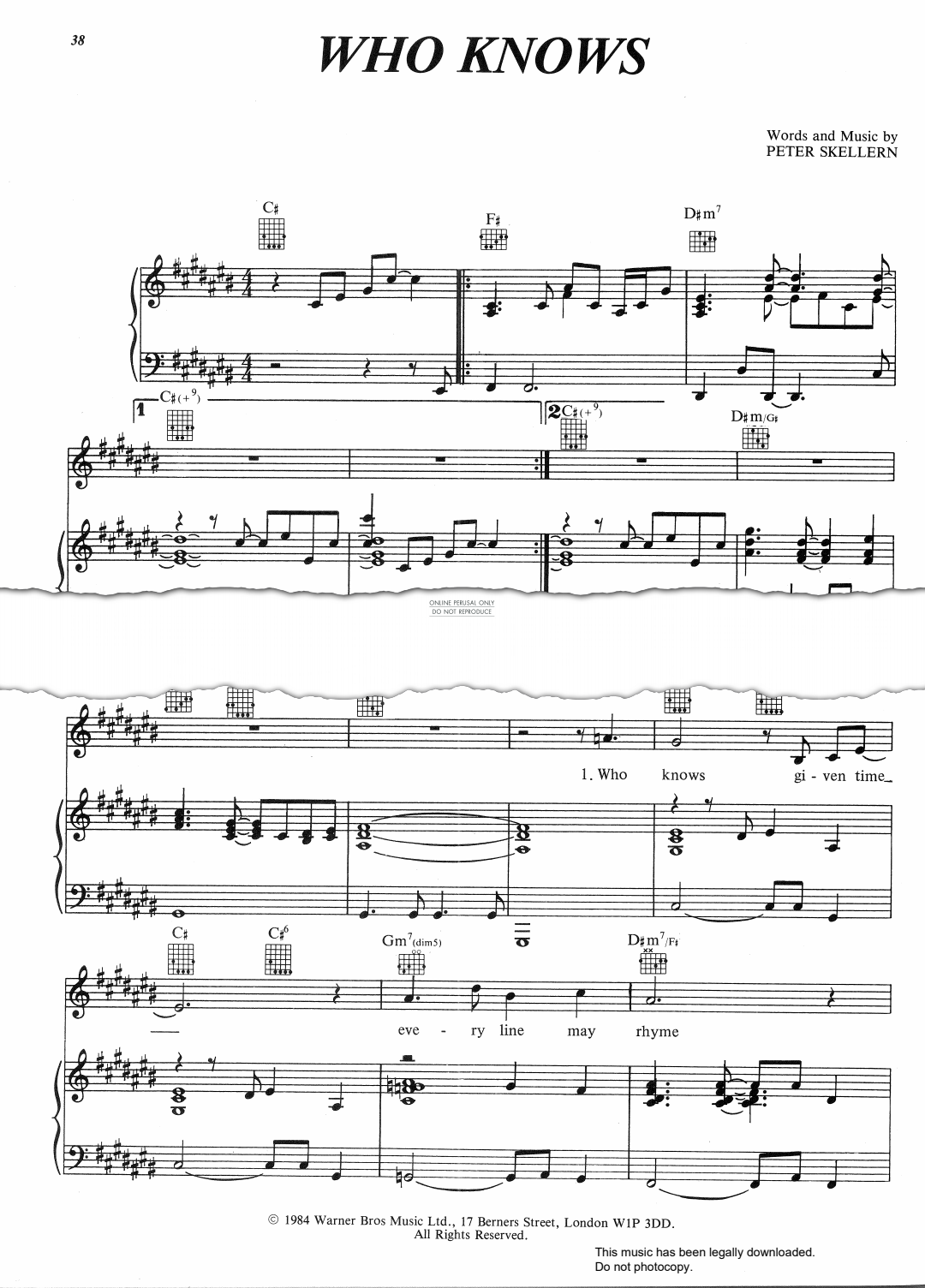 Who Knows (Oasis) | Sheet Music: Guitar, Piano, Voice, Cello | PDF Download