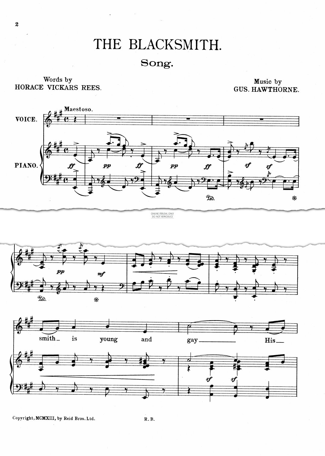 The Blacksmith - sheet music by Gus Hawthorne - fbd-21067 | notendownload