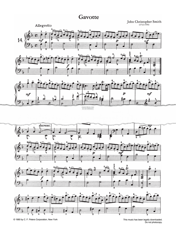 Gavotte (John Christopher Smith) | Sheet Music: Piano | PDF Download