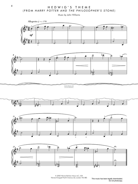 Hedwig's Theme (From 'Harry Potter And The Philosopher's Stone') (John Williams) | Noten ...