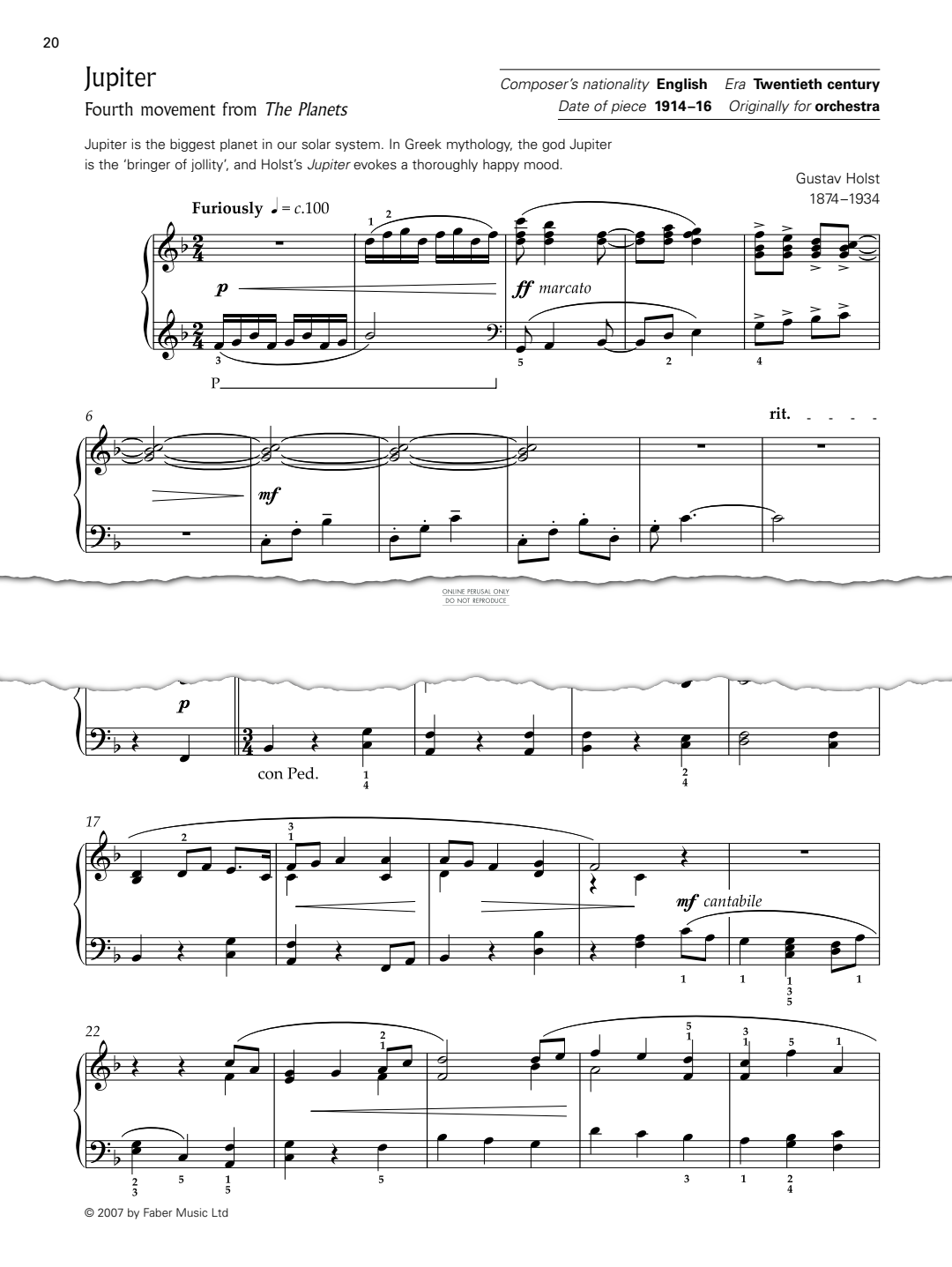 Jupiter - Fourth Movement from The Planets - sheet music by Gustav ...