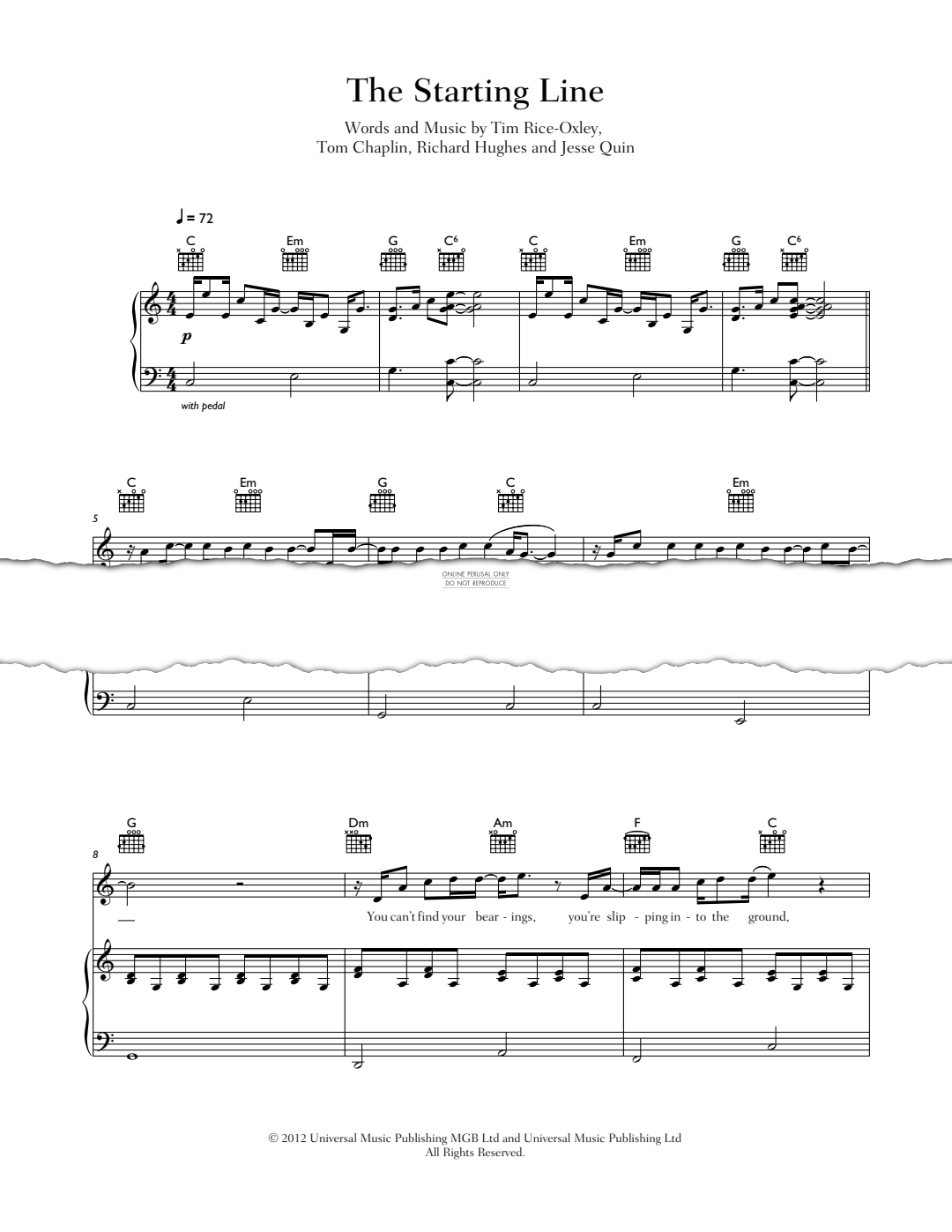 The Starting Line - sheet music by Keane - fbd-16619 | notendownload