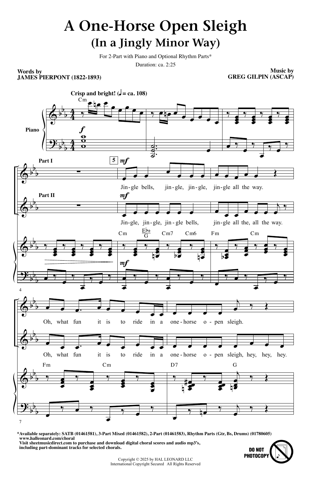 A One-Horse Open Sleigh (In A Jingly Minor Way) - Online Noten von Greg Gilpin - smd-1670144 ...