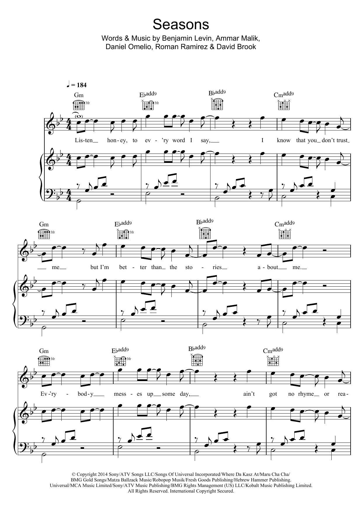 Seasons (Olly Murs) | Sheet Music: Piano, Vocal & Guitar Chords | PDF ...