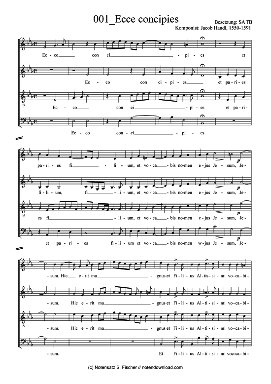 Ecce concipies - sheet music by Jacob Handl, 1550-1591 - NSF1SDG ...