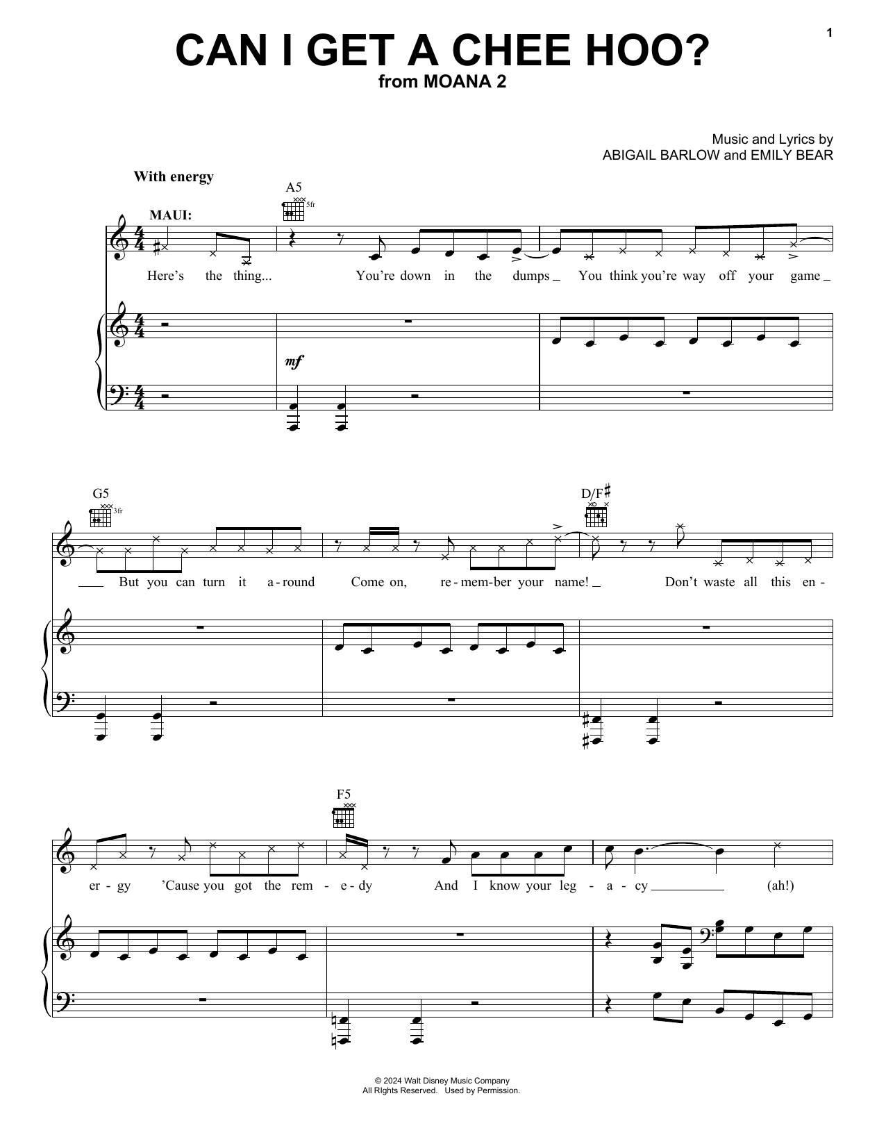 Can I Get A Chee Hoo? (from Moana 2) (Abigail Barlow & Emily Bear) | Noten: Piano, Vocal ...