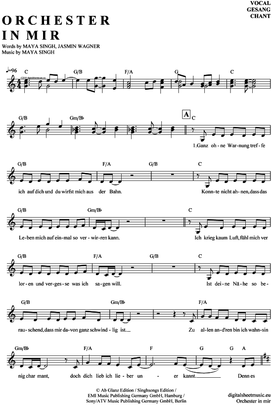 Orchester in mir - sheet music by Saphir - 7040128 | notendownload