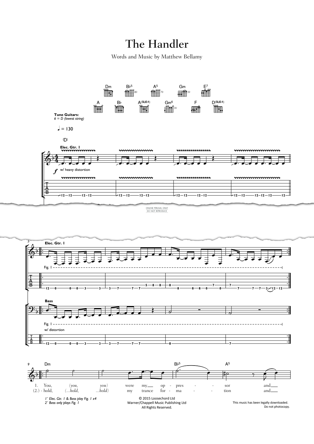 The Handler - sheet music by Muse - fbd-27652 | notendownload