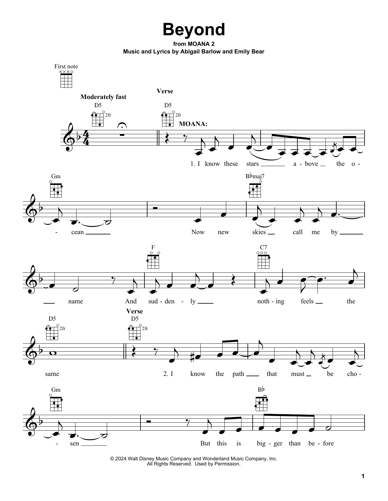 Beyond (from Moana 2) - sheet music by Abigail Barlow & Emily Bear - smd-1709399 | notendownload