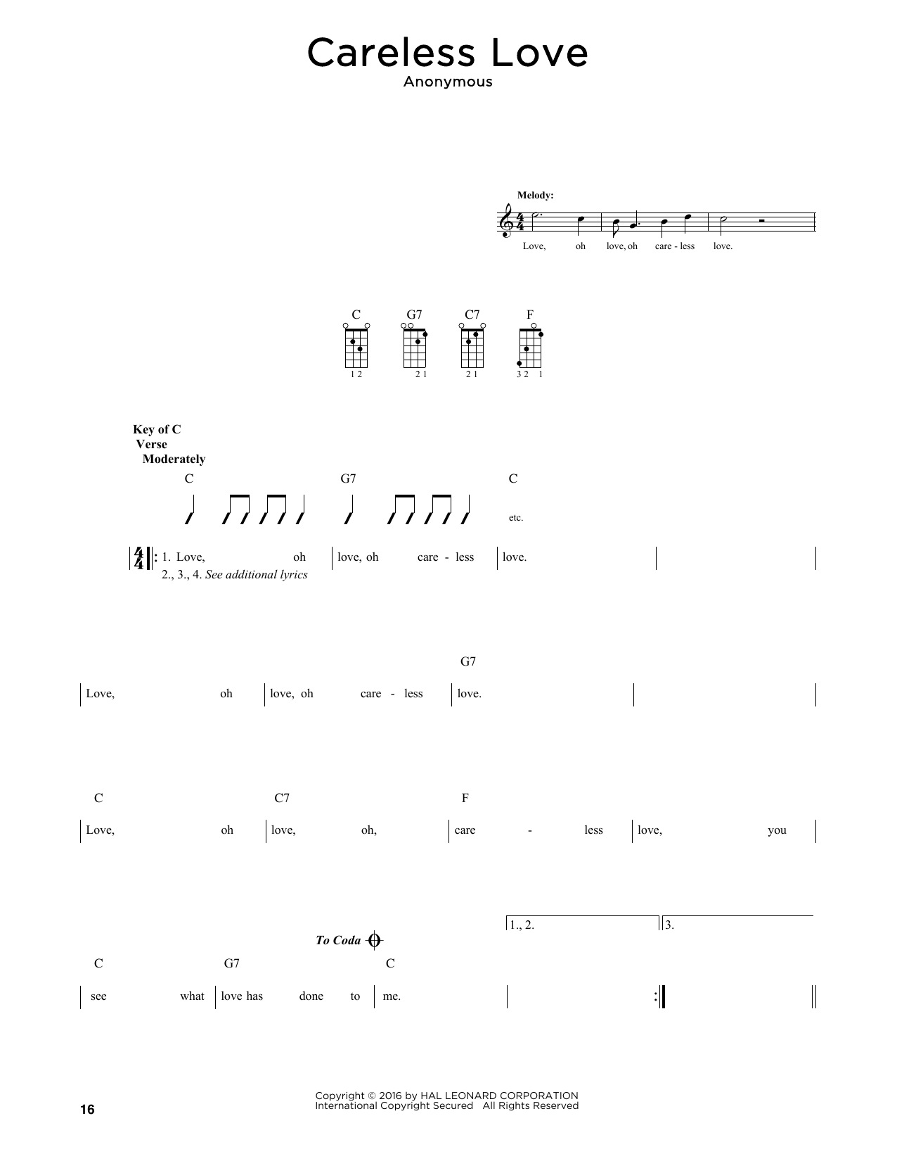 Careless Love (arr. Fred Sokolow) (Anonymous) | Noten: Mandoline | PDF ...