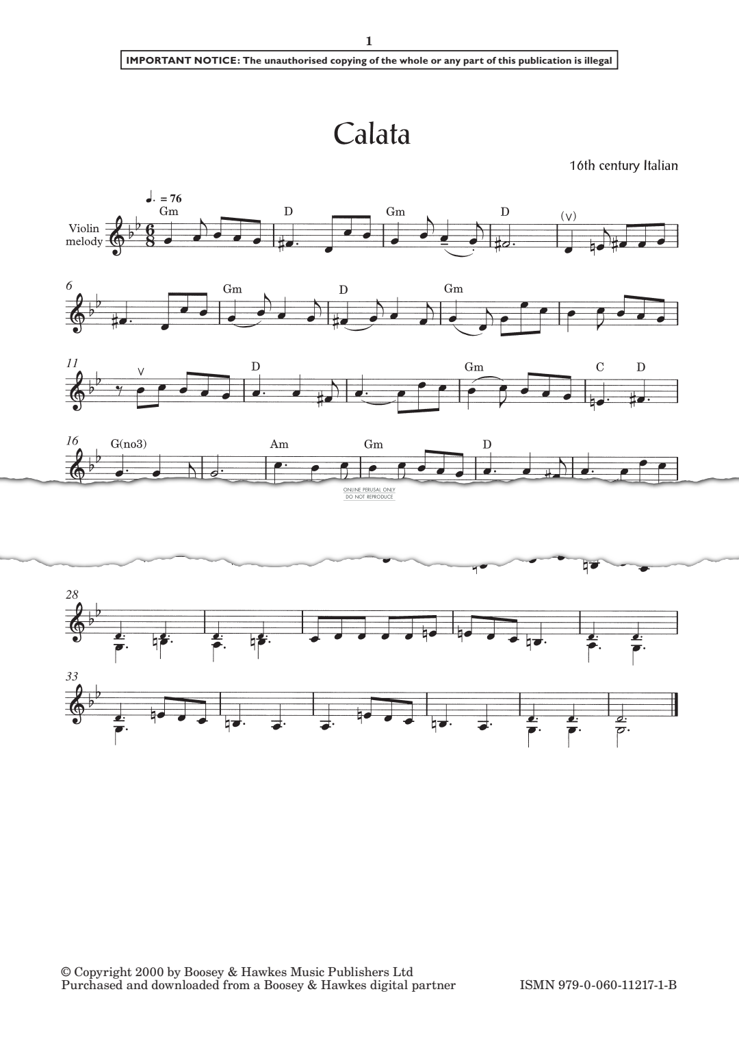 Calata (Italian Traditional) | Sheet Music: Guitar, Piano, Violin | PDF ...
