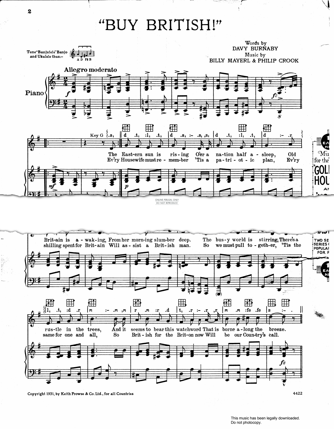 Buy British! - sheet music by Billy Mayerl - fbd-25231 | notendownload