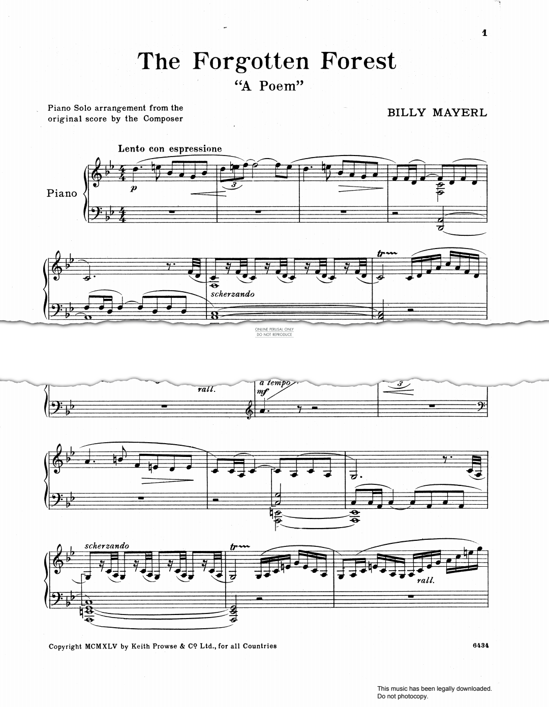 The Forgotten Forest (Billy Mayerl) | Sheet Music: Piano | PDF Download