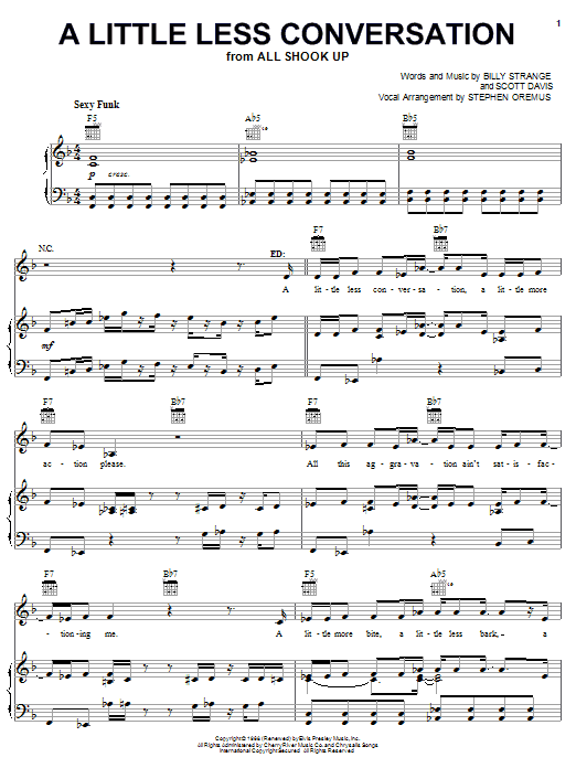 A Little Less Conversation - sheet music by Elvis Presley, All Shook Up ...