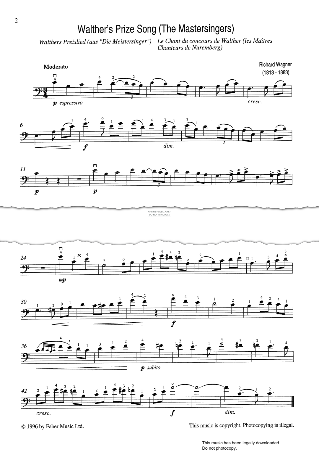 Walthers Prize Song (from 'The Mastersingers') - Noten von Richard ...