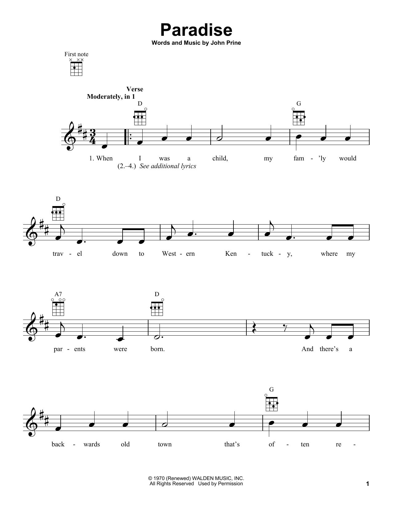 Paradise - sheet music by John Prine - smd-469257 | notendownload