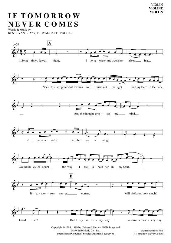 If Tomorrow Never Comes - sheet music by Ronan Keating - 7131337 | notendownload