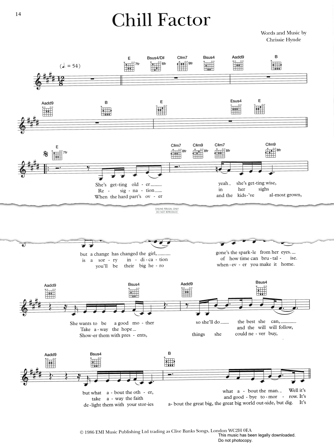 Chill Factor - sheet music by The Pretenders - fbd-42979 | notendownload