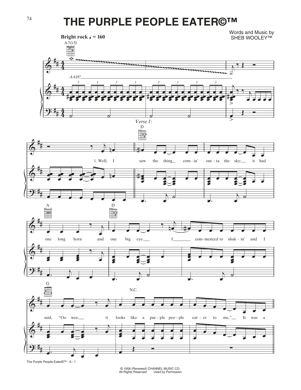 Purple People Eater - sheet music by Sheb Wooley - smd-1317446 ...