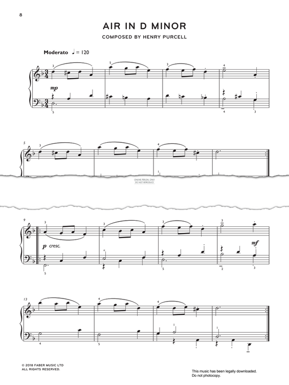 Air in D minor - Noten von Henry Purcell - fbd-37157 | notendownload