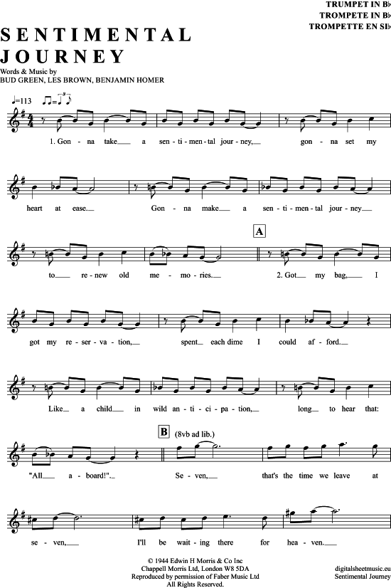 Sentimental Journey - sheet music by Julie London - 7120492 | notendownload