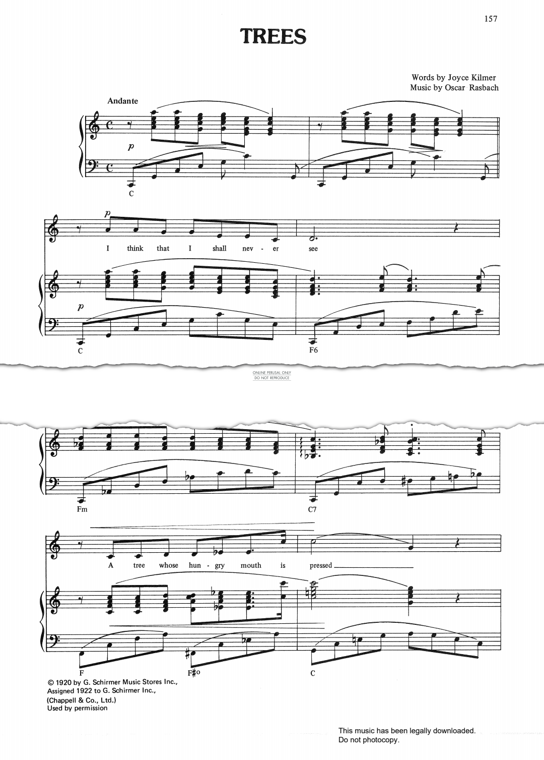 Trees - sheet music by Oscar Rasbach - fbd-37987 | notendownload