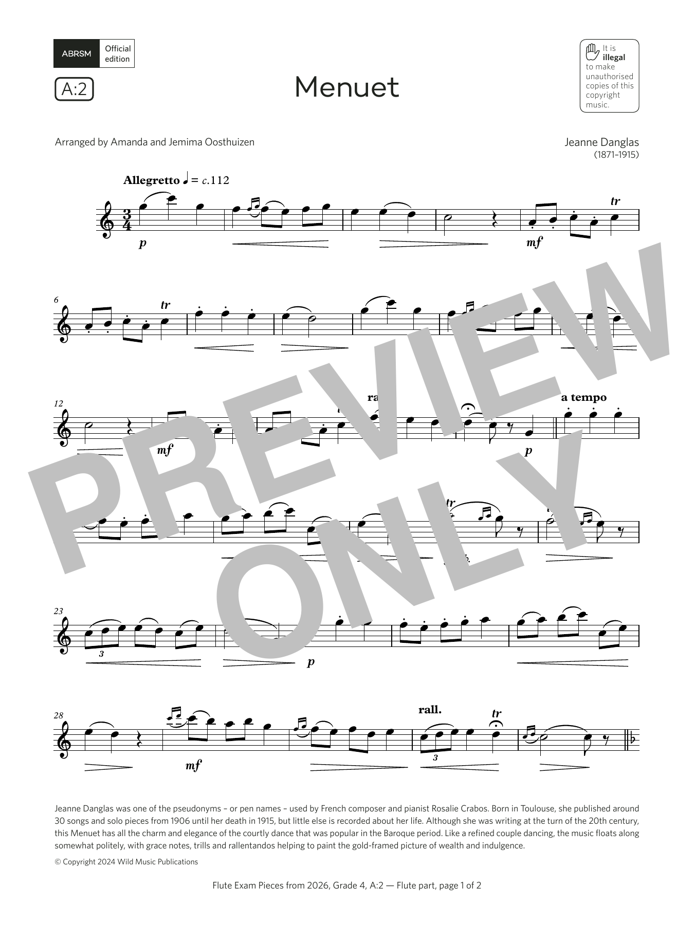 Menuet (Grade 4, list A2, from the ABRSM Flute Syllabus from 2026 ...