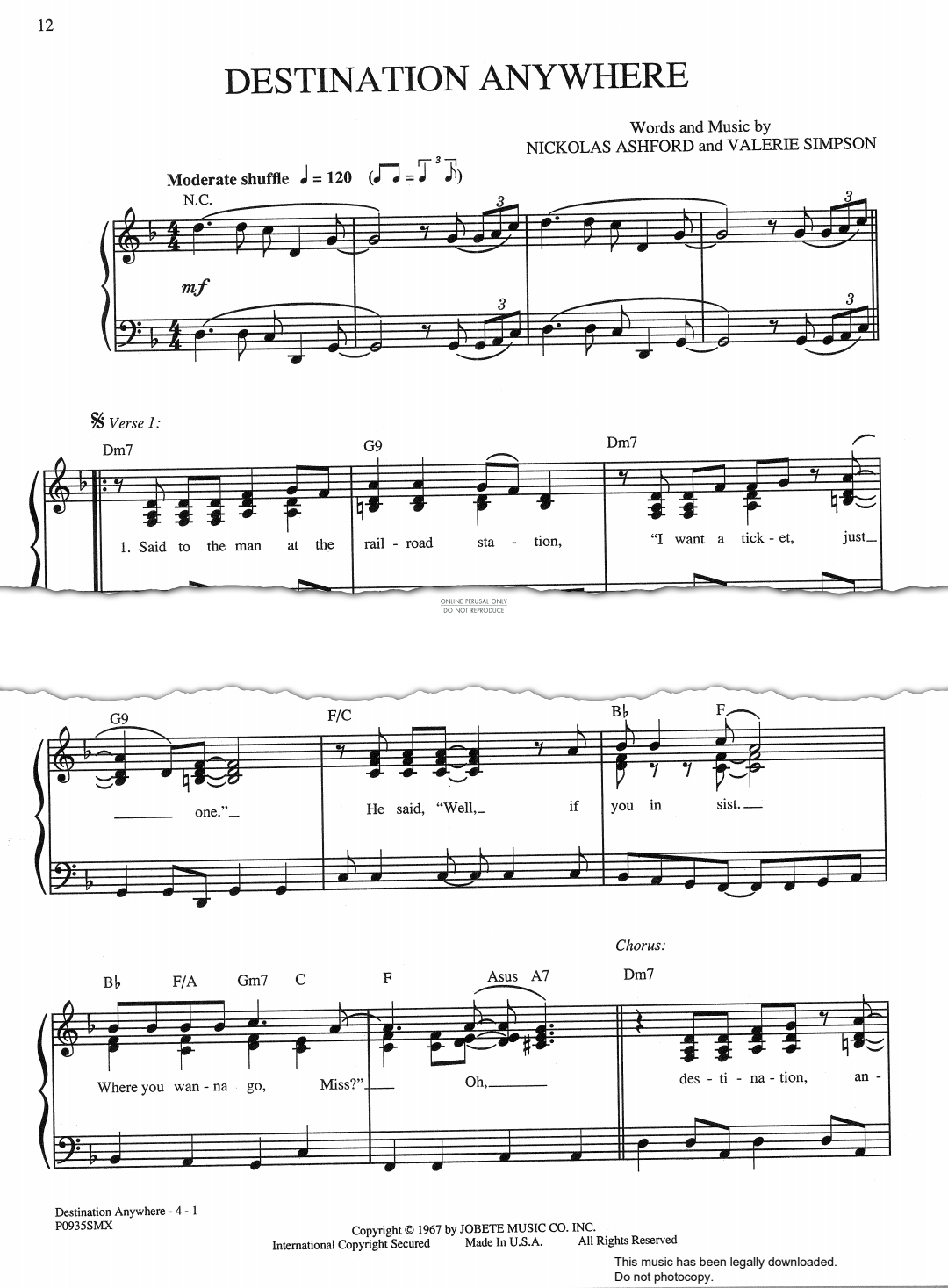 Destination Anywhere - sheet music by The Marvelettes - fbd-44881 ...