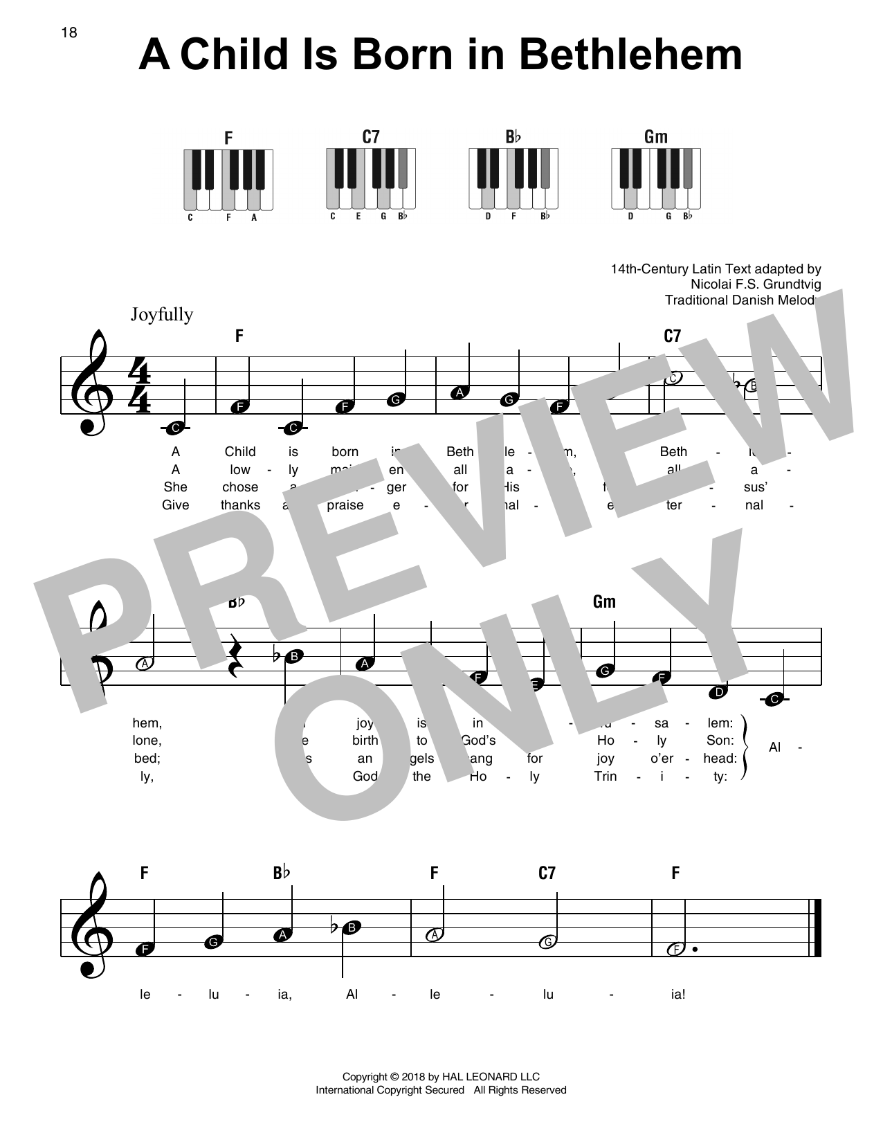 A Child Is Born In Bethlehem (Traditional Danish Melody) | Sheet Music ...