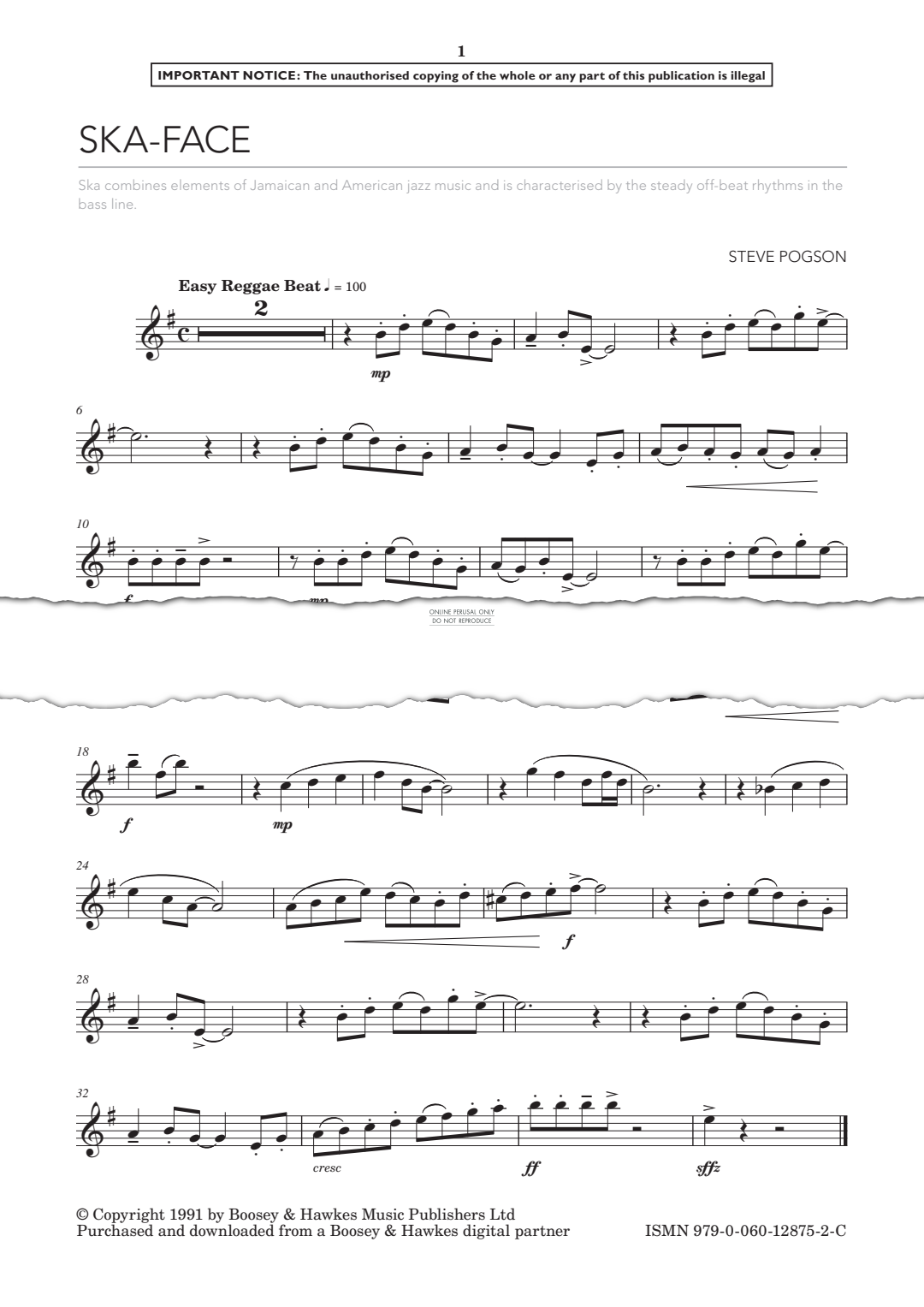 Ska-face (Steve Pogson) | Sheet Music: Piano, Alto Saxophone | PDF Download