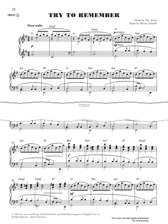 Try To Remember - Noten von Harvey Schmidt - fbd-52671 | notendownload