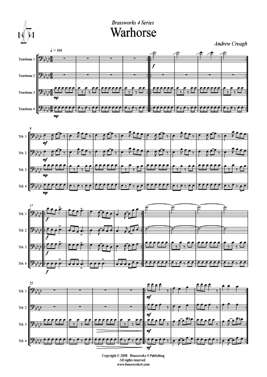 Warhorse - sheet music by Andrew Creagh - BW4561 | notendownload