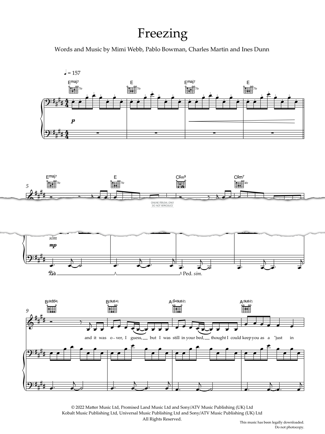 Freezing - sheet music by Mimi Webb - fbd-47093 | notendownload