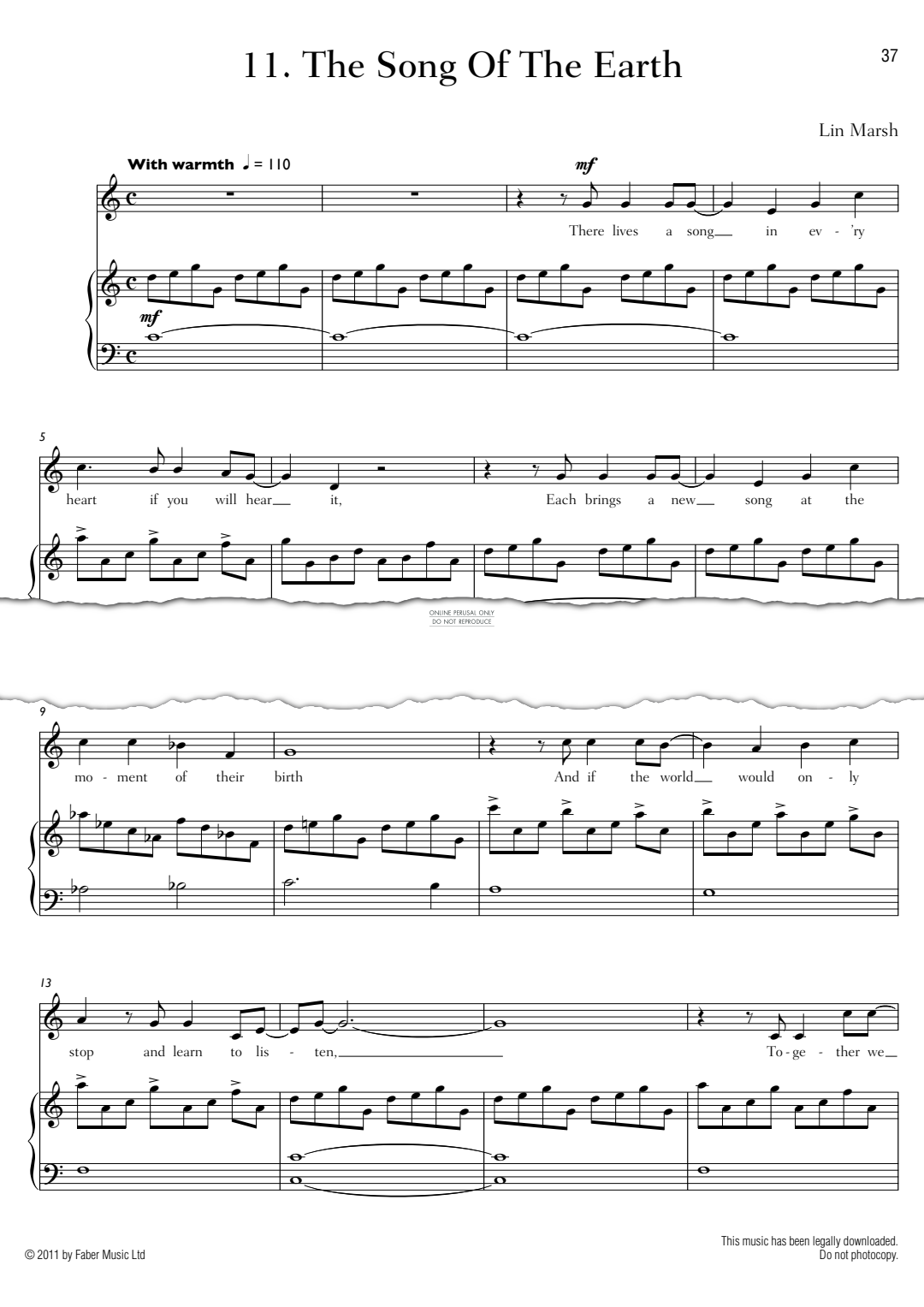 Song of the Earth - sheet music by Lin Marsh - fbd-15608 | notendownload