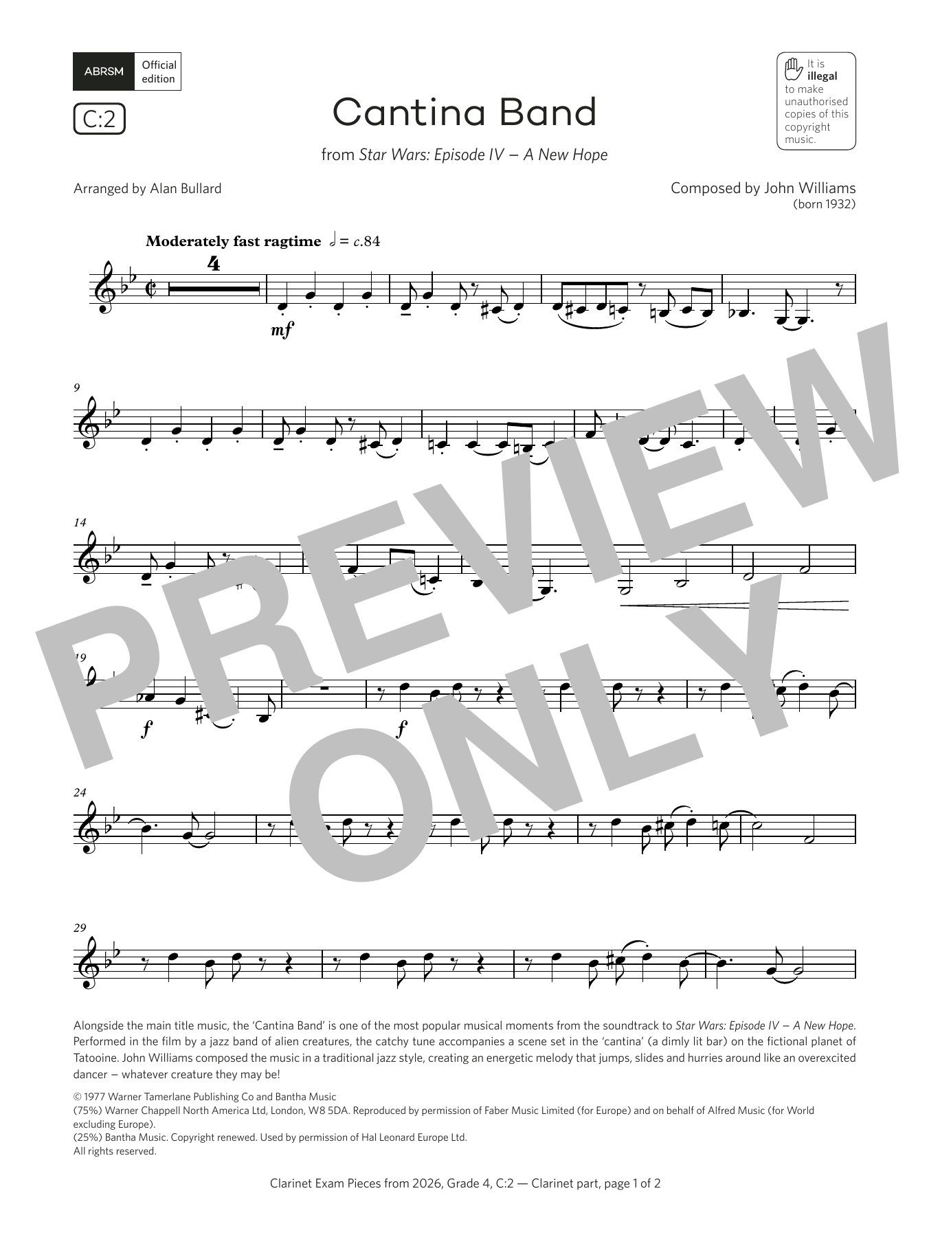 Cantina Band (Grade 4, list C2, from the ABRSM Clarinet Syllabus from ...
