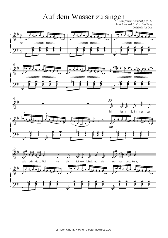 Auf dem Wasser zu singen - Noten von Schubert, Op. 72 - NSF38LK1 ...