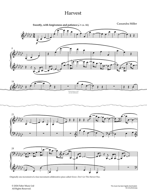 Harvest (Cassandra Miller) | Sheet Music: Piano | PDF Download
