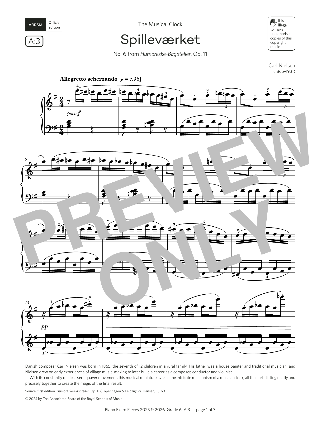Spilleværket (Grade 6, list A3, from the ABRSM Piano Syllabus 2025 & 2026) (Carl Nielsen ...
