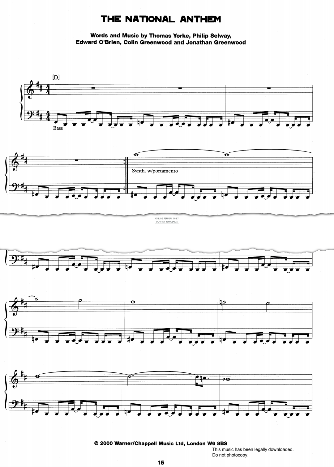 The National Anthem (Radiohead) | Sheet Music: Guitar, Voice | PDF Download