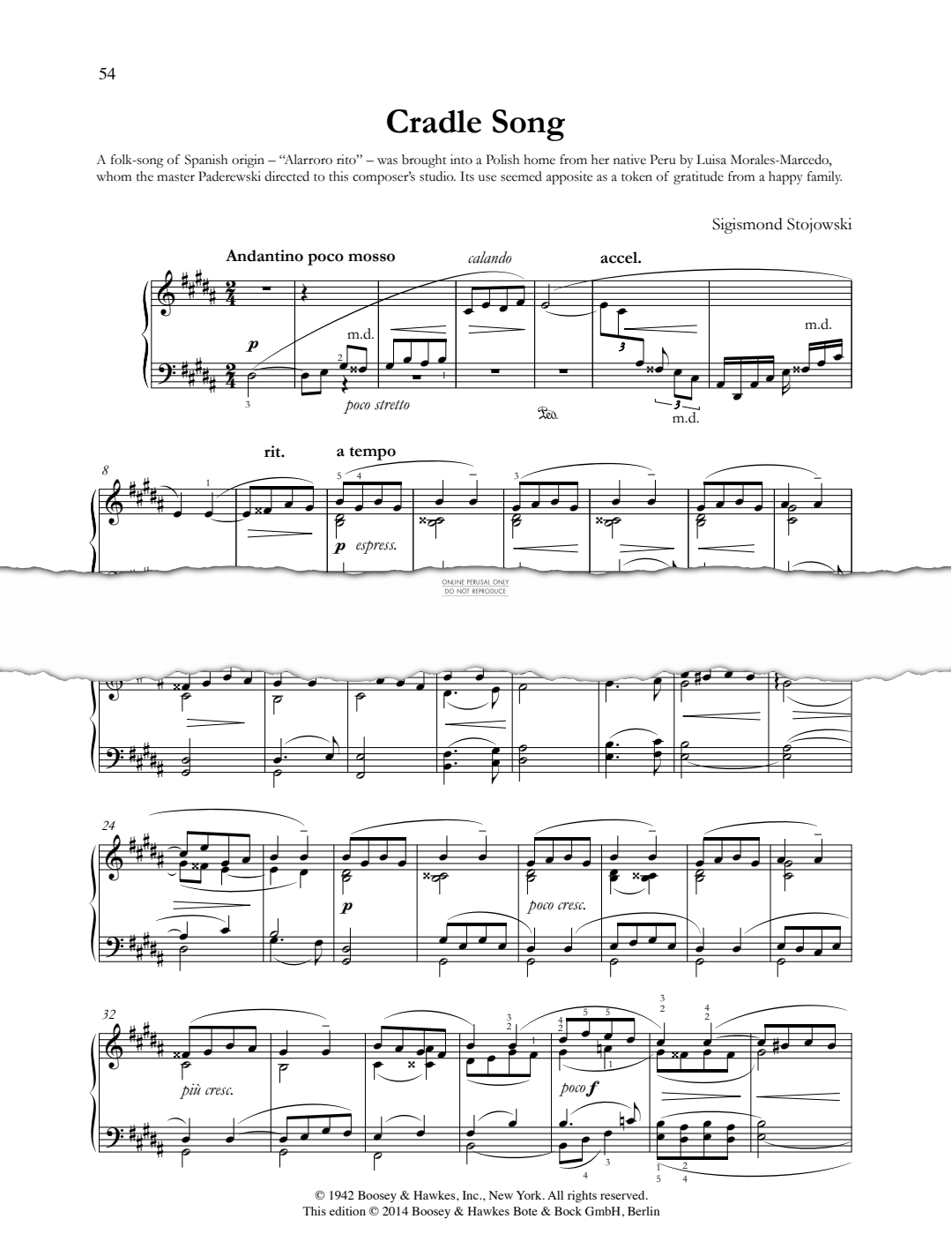 Cradle Song - sheet music by Sigismond Stojowski - fbd-48173 ...