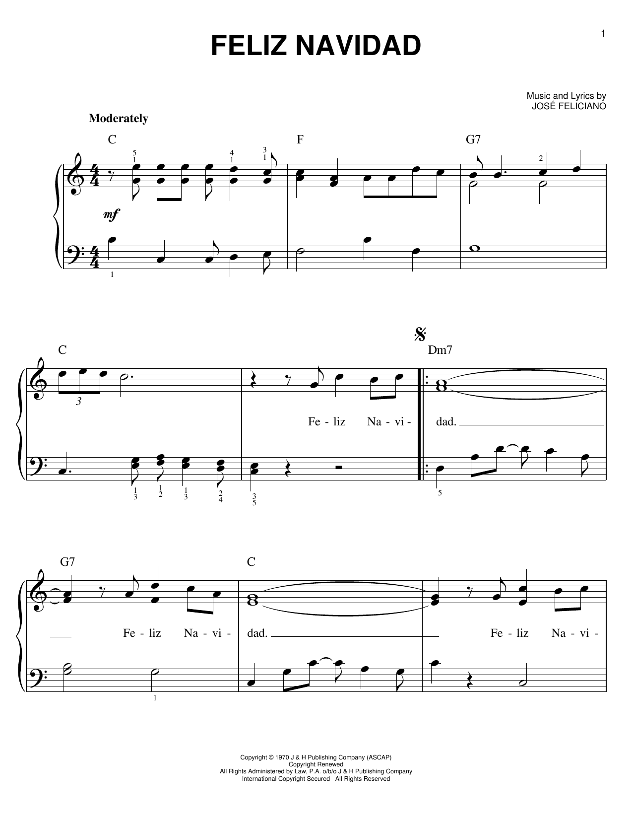 Feliz Navidad (Michael Bublé) | Noten: Easy Piano | PDF Download