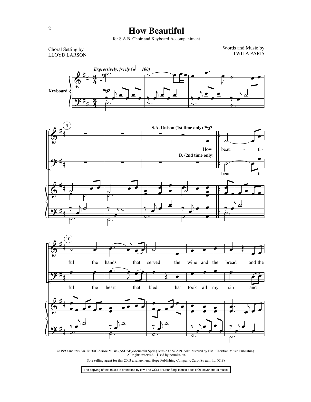 How Beautiful (Lloyd Larson) | Sheet Music: SAB Choir | PDF Download