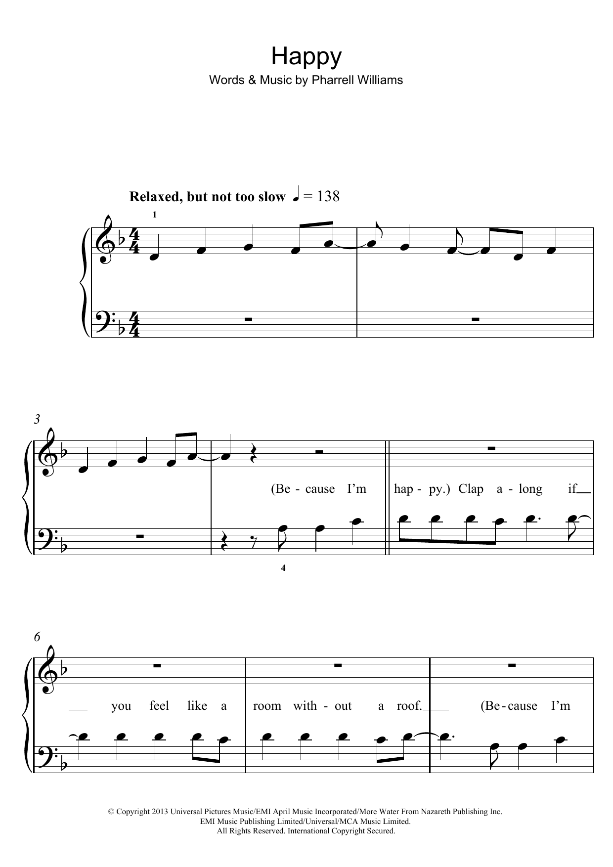 Happy - sheet music by Pharrell Williams - smd-119497 | notendownload