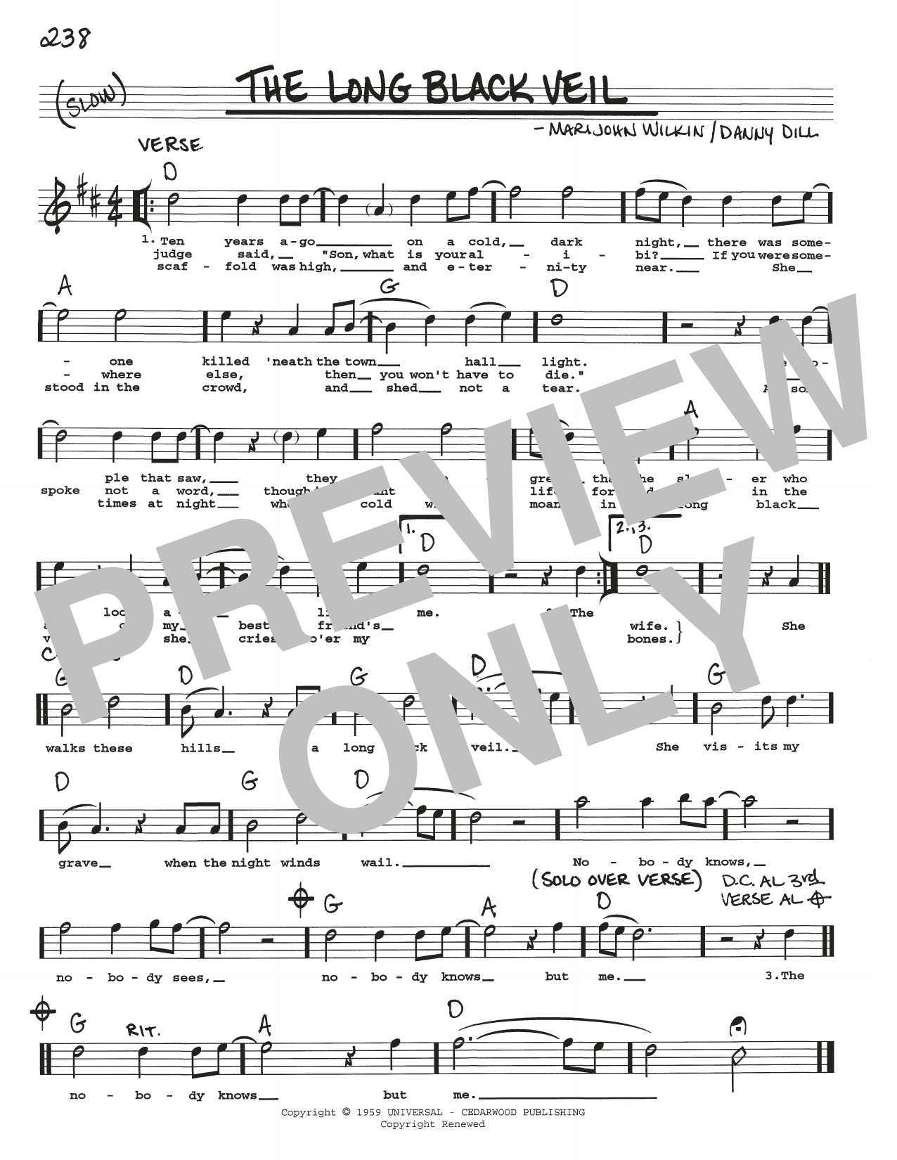 The Long Black Veil - sheet music by Lefty Frizzell - smd-1154946 | notendownload