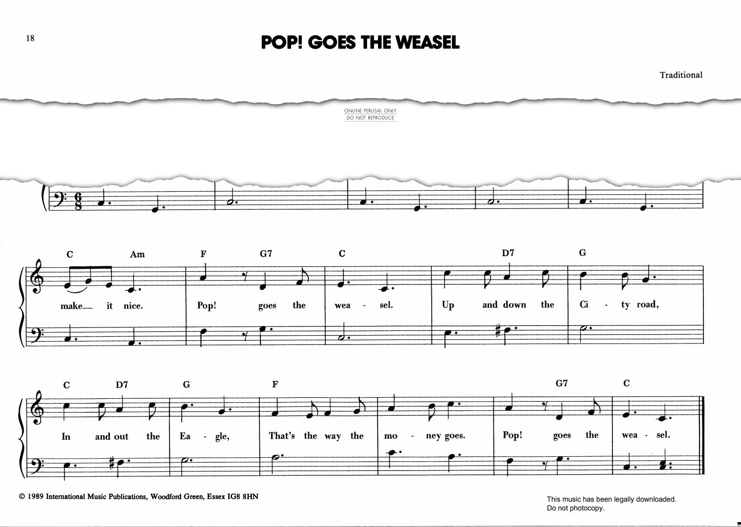 Pop! Goes The Weasel - Noten von Traditional - fbd-37824 | notendownload